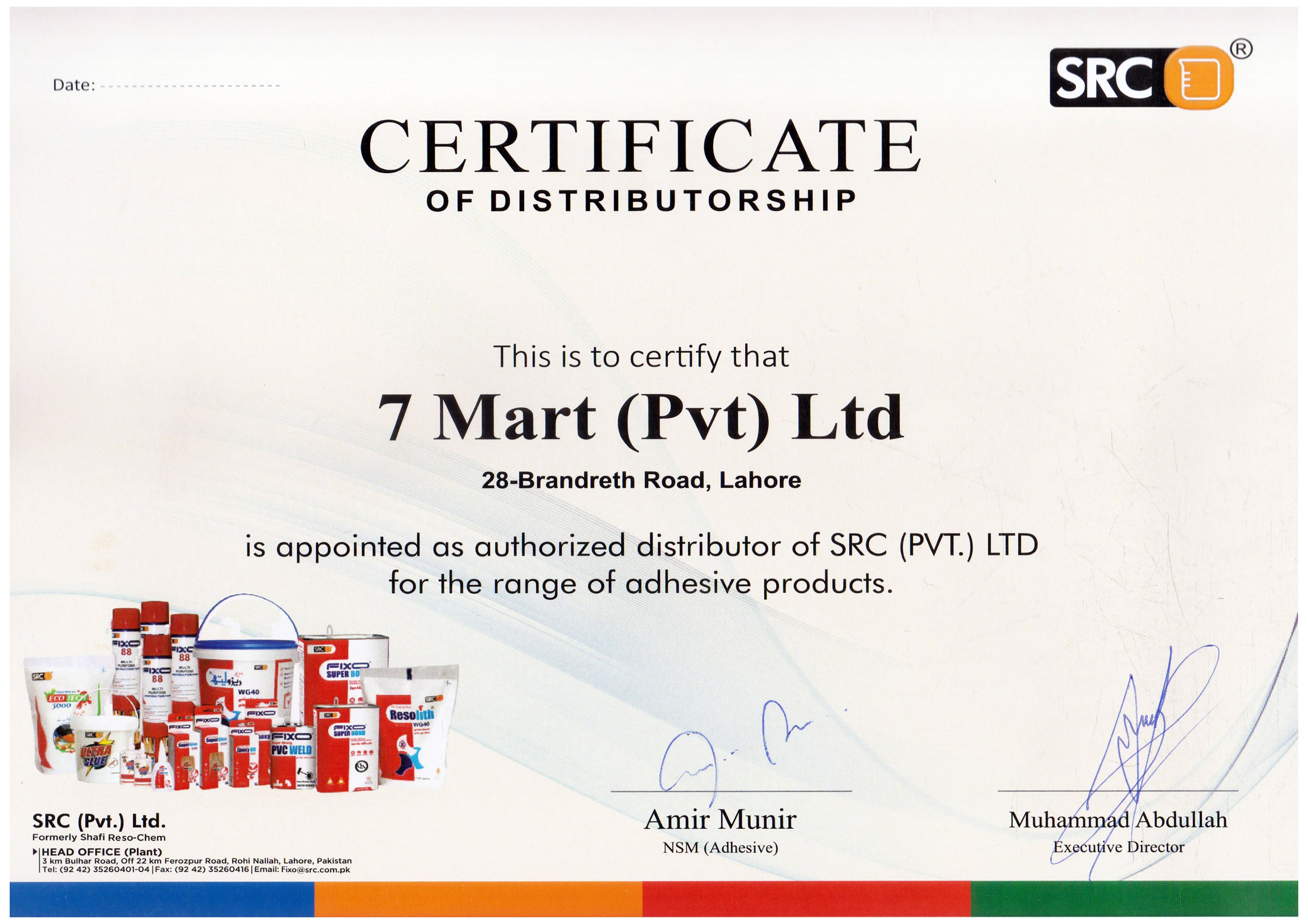 Dealership Certificates - 7mart